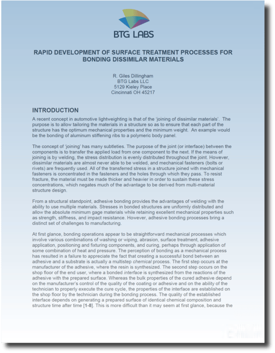 Rapid Development of Surface Treatment Processes for Bonding Dissimilar Materials