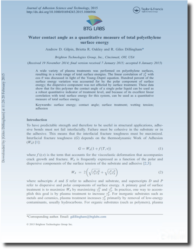 Water Contact Angle as a Quantitative Measure of Total Polyethylene ...